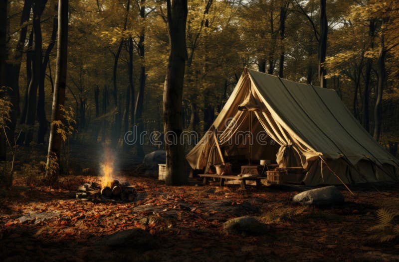 Camping and Tent Under the Tree Forest with Beautiful Sunlight in the ...