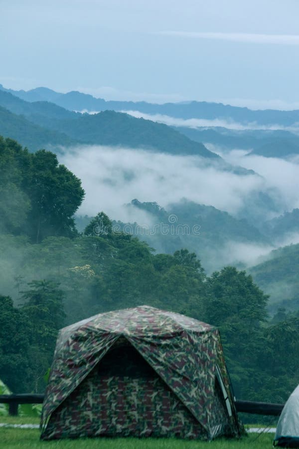 Camping Tent View the Landscape Mountains Stock Image - Image of ...