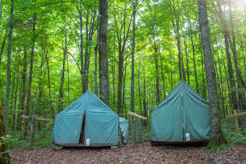 Camping Tents at Rustic Campground Stock Photo - Image of adventure ...