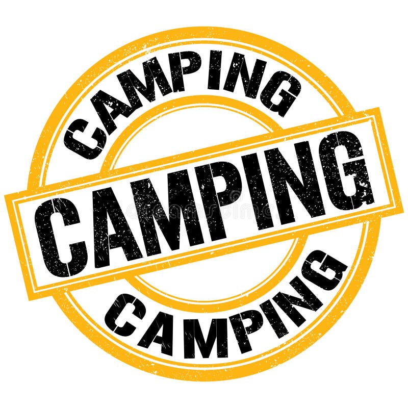 CAMPING Text on Yellow-black Round Stamp Sign Stock Illustration ...