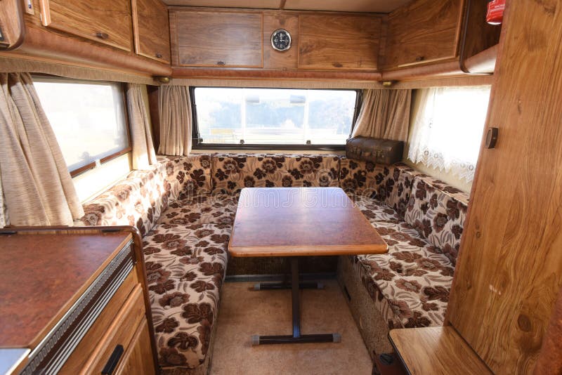 Camping Trip in a Caravan or Camping Bus Stock Photo - Image of driving ...