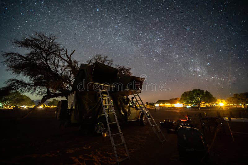 Camping Under the Night Sky of Namibia. Stock Photo - Image of vacation ...