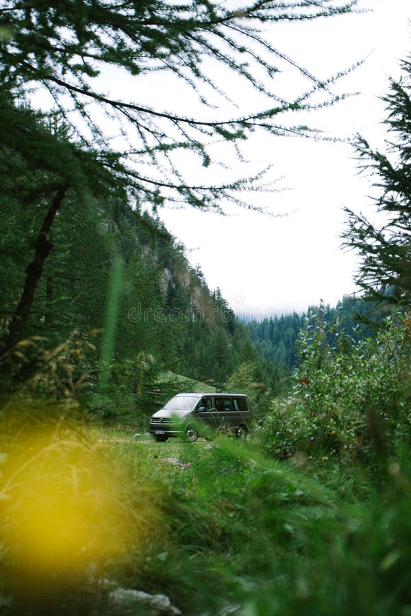Camping Van in the Middle of the Forest Editorial Image - Image of ...