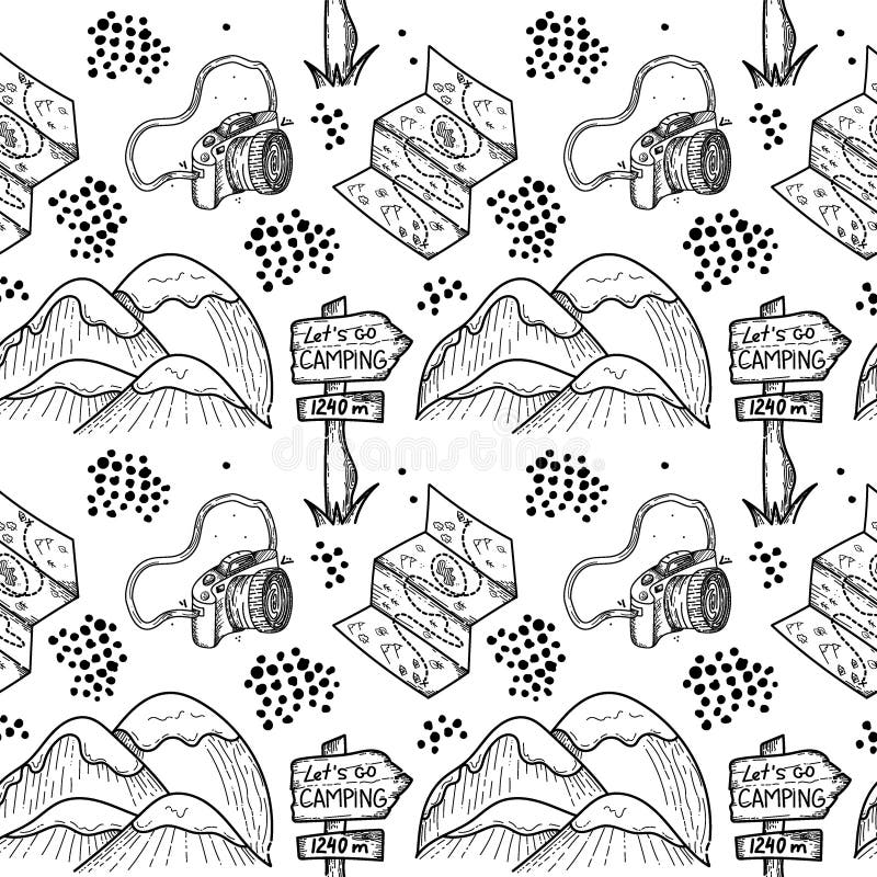 A Seamless Pattern of Hand-drawn Doodle-style Elements. Illustration ...