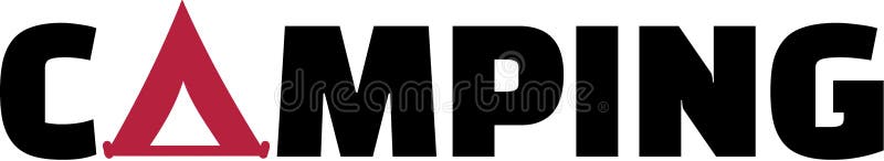 Camping Word. Black Color Text. Modern Lettering Phrase. Vector ...