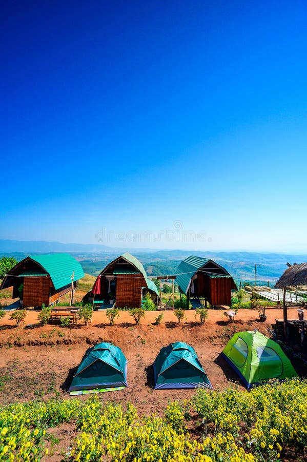 Camping Yard at Doi Sa Ngo Viewpoint Stock Image - Image of blue, park ...