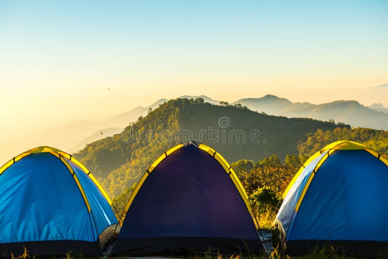 Camping yard on mountain stock photo. Image of quietly - 258666464