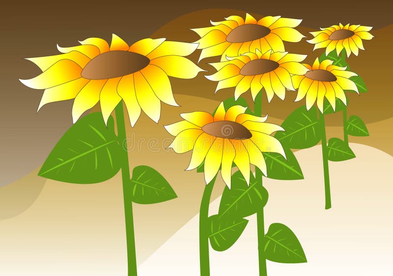 Campo colorido do girassol ilustração do vetor. Ilustração de motriz ...