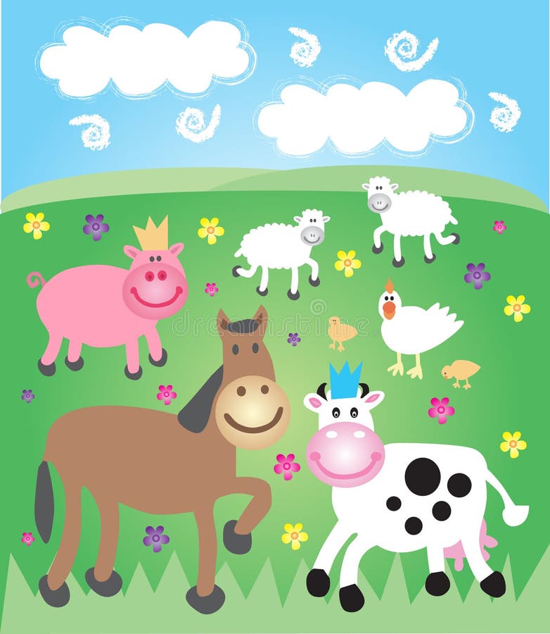 Campo del corral ilustración del vector. Ilustración de animales - 13029413