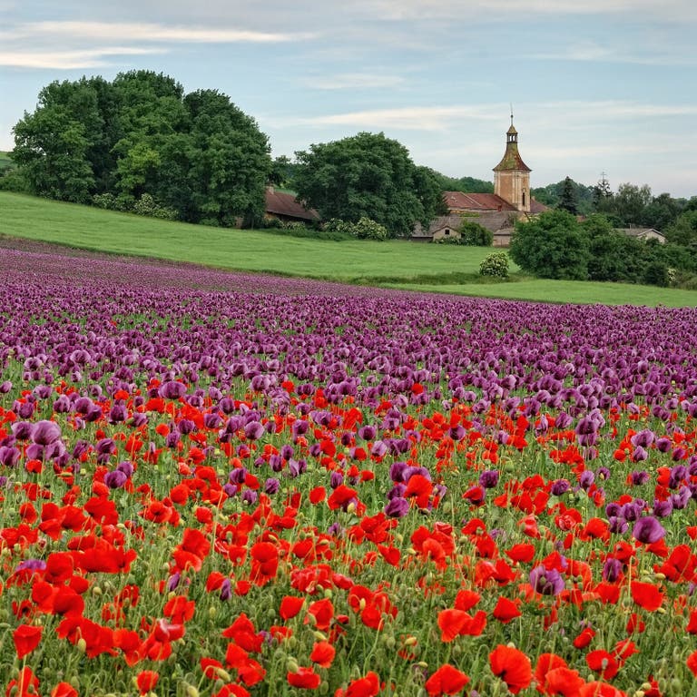 Campo di papaveri immagine stock. Immagine di viola, papavero - 10191319