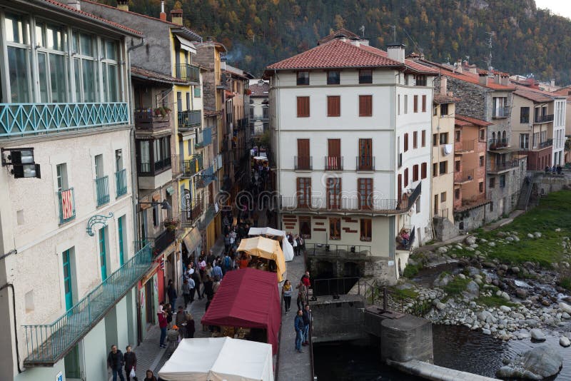 Camprodon in Pyrenees editorial stock photo. Image of landmark - 84420408
