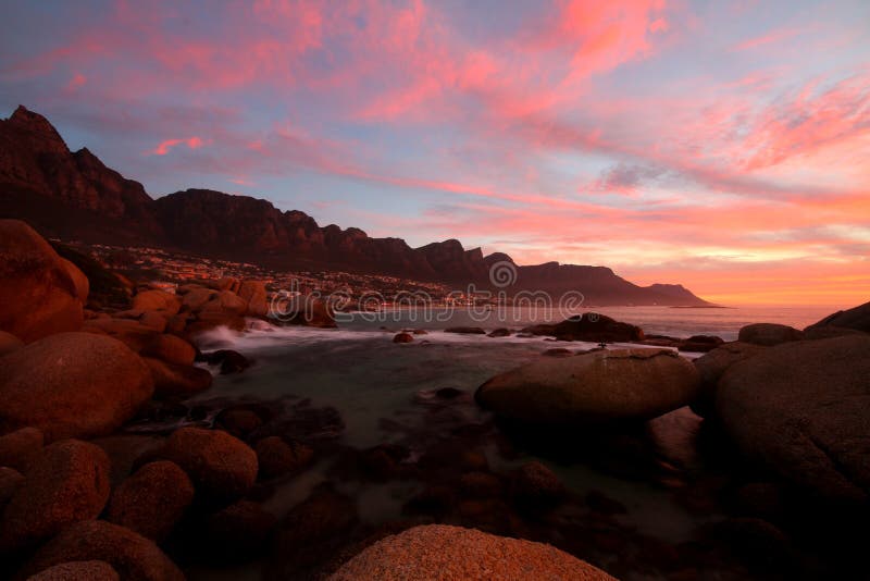 Camps Bay sunset stock photo. Image of rock, holiday - 39058286