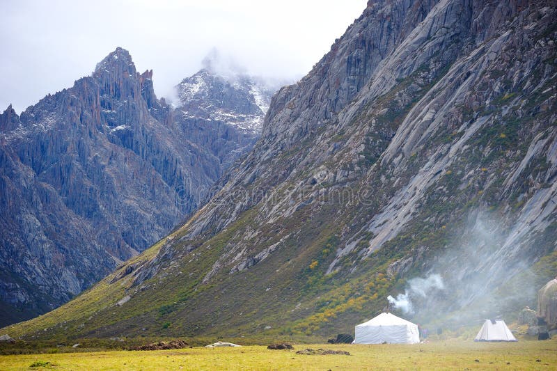Campsite of an Autumn Ranch Stock Image - Image of mountain, landscape ...
