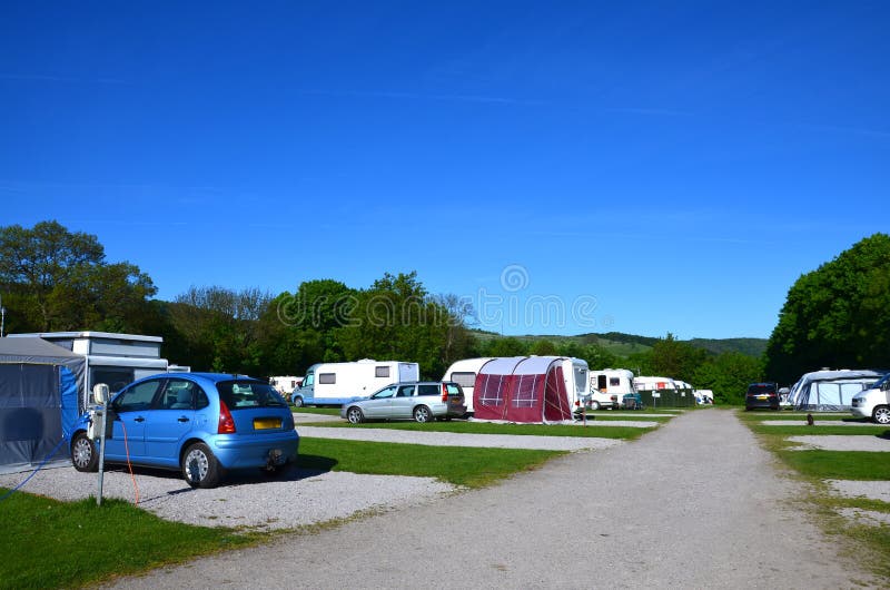 Campsite at Bakewell, UK stock photo. Image of pitch - 47437546