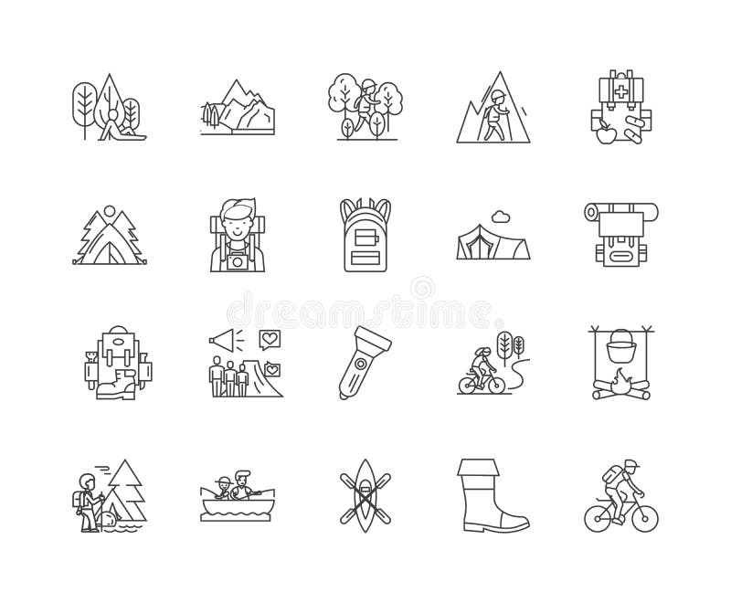Campsites Line Icons, Signs, Vector Set, Outline Illustration Concept ...