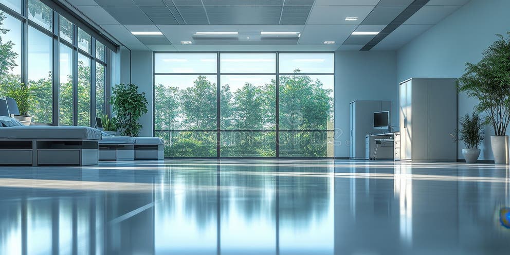 Campus Dormitory Interior with Bunk Beds, Wardrobes, Tables, and ...
