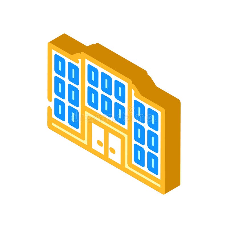 Campus School Building Isometric Icon Vector Illustration Stock ...