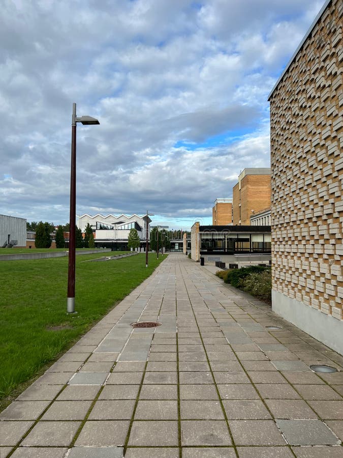 Campus of Tallinn Technical University (TalTech). Tile Path with ...