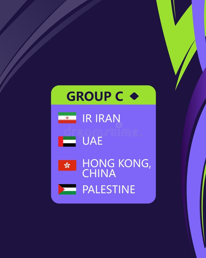 Asian Flags Nations 2023 Group C Teams Countries Asian Football Stock ...