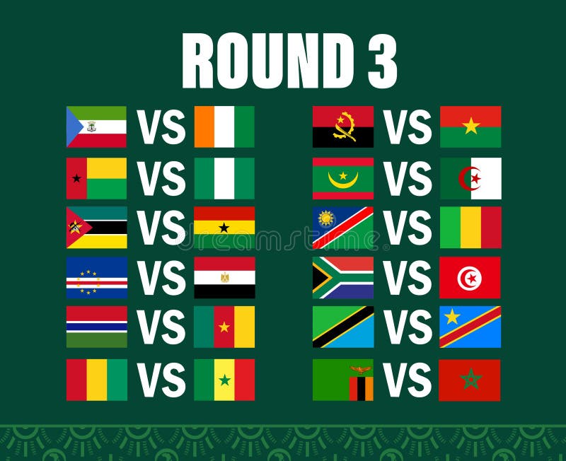 African Flags Nations 2023 Matches Round 3 Teams Countries African ...