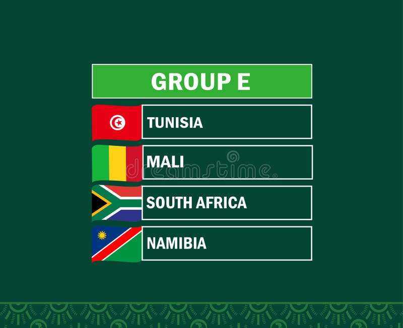 African Nations Flags 2023 Group E Teams Countries African Stock Vector ...