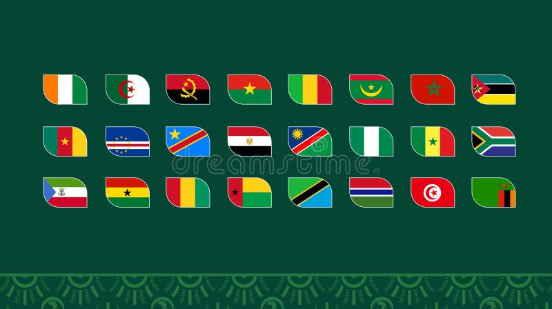 African Nations 2023 Flags Emblems Teams Countries African Stock ...
