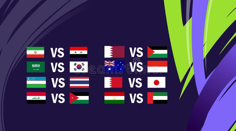 Matches Flags Asian Nations 2023 Emblems Teams Countries Asian Stock ...