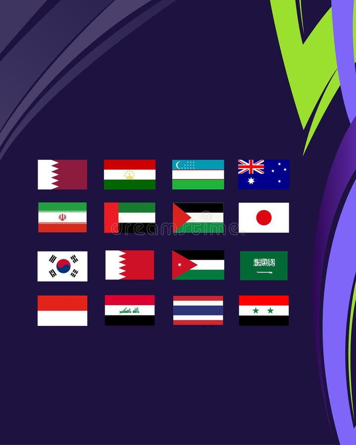 Flags Asian Nations 2023 Emblems Teams Countries Asian Football ...