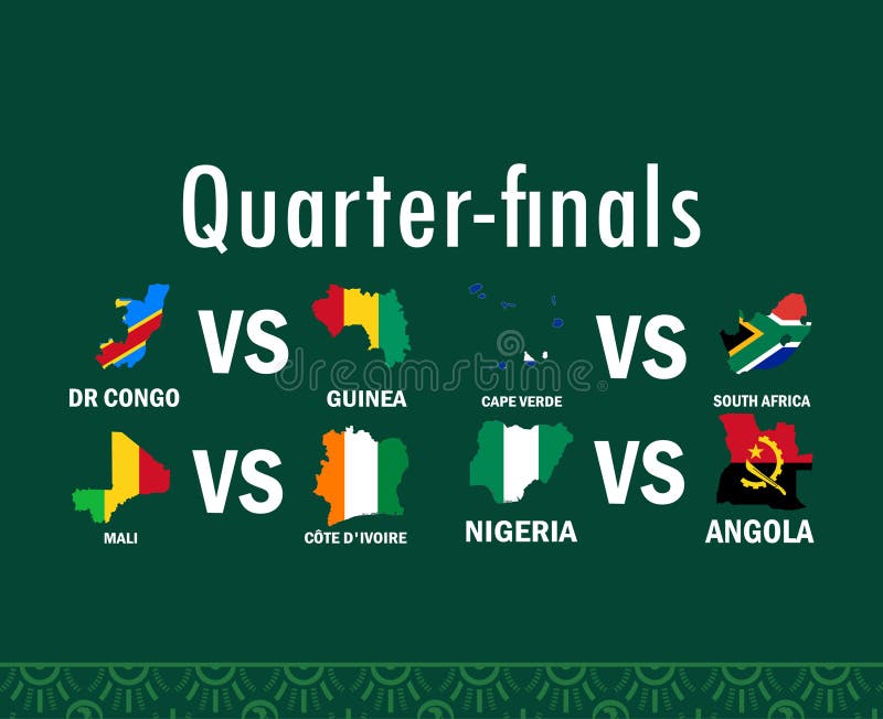 Quarter Finals Matches Flags Map African Nations 2023 Emblems Teams ...