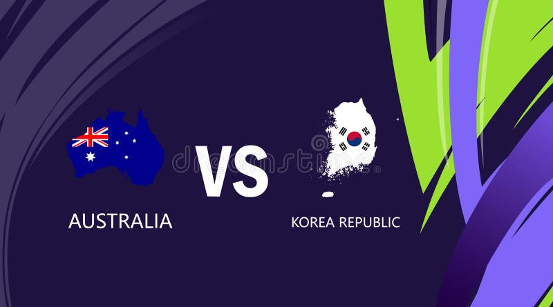 Australia and Korea Republic Match Map Flags Asian Nations 2023 Emblems ...