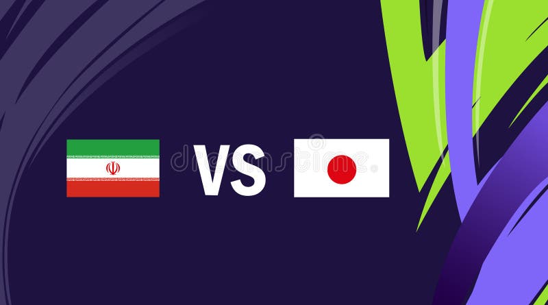 Iran and Japan Flags Match Asian Nations 2023 Emblems Stock Vector ...