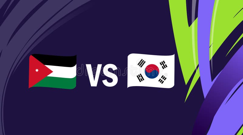 Jordanie and Korea Republic Match Semi Final Flags Ribbon Asian Nations ...