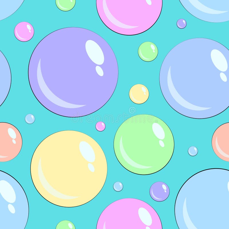 Seamless Pattern with Colorfull Bubbles or Drops on Blue Background ...
