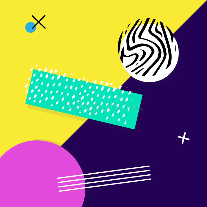 Abstract 80`s Background. Geometric Pattern with Geometric Shapes ...