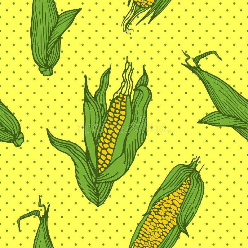 Seamless Pattern with an Ornament from Naturally Drawn Corn. Stock ...