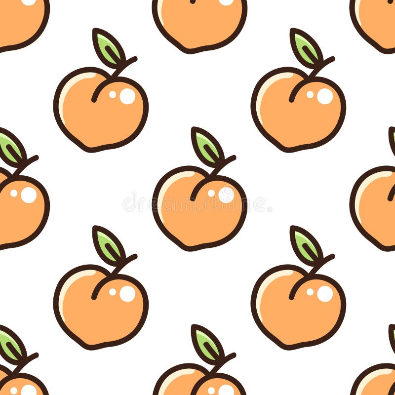 Cute Pattern with Peach on a White Background. Stock Vector ...