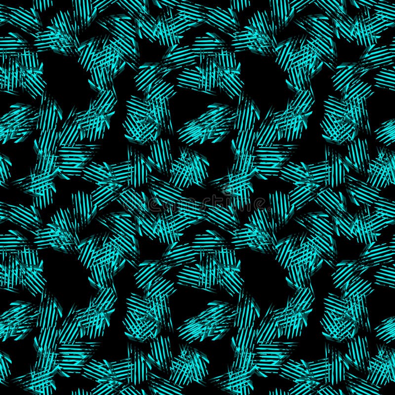 Neon Seamless Pattern. Light Blue Layered Striped Elements on a Black ...