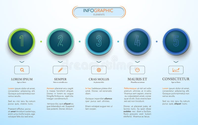 Five Options or Steps Pattern. Timeline Visualisation Stock ...