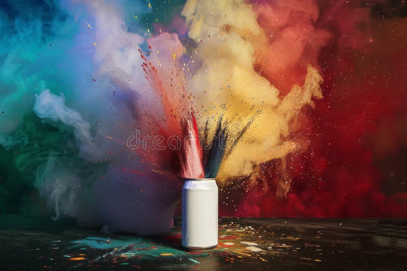 A Can of Beer is Sitting in the Middle of a Colorful Explosion of ...