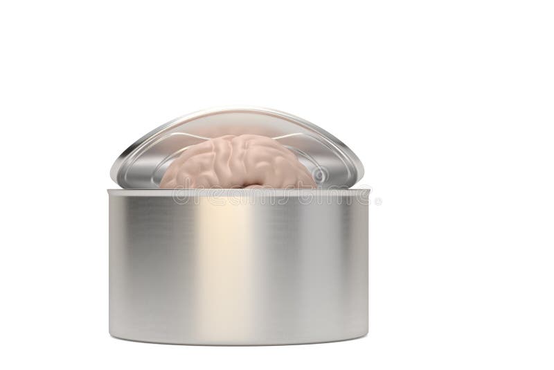 The Can and Brain Isolated on White Background, 3D Rendering. 3D ...