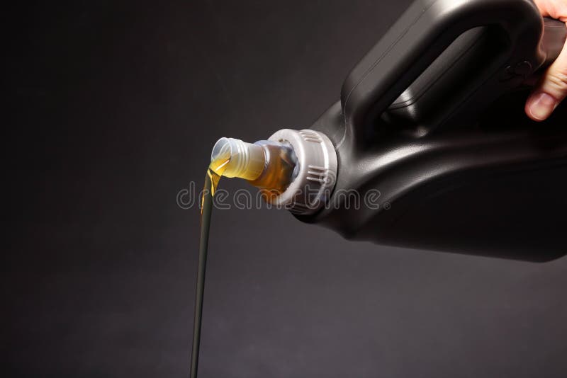 Can with Car Engine Oil Pouring Black Background Stock Image - Image of ...
