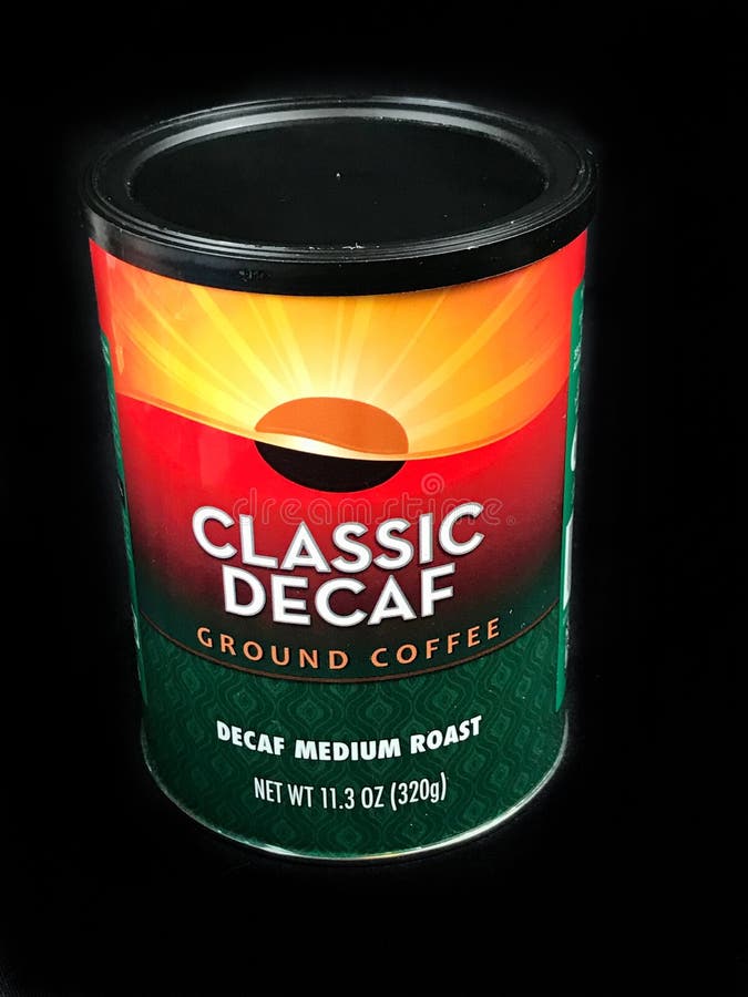 Can of Classic Decaf Ground Coffee Editorial Photography - Image of ...