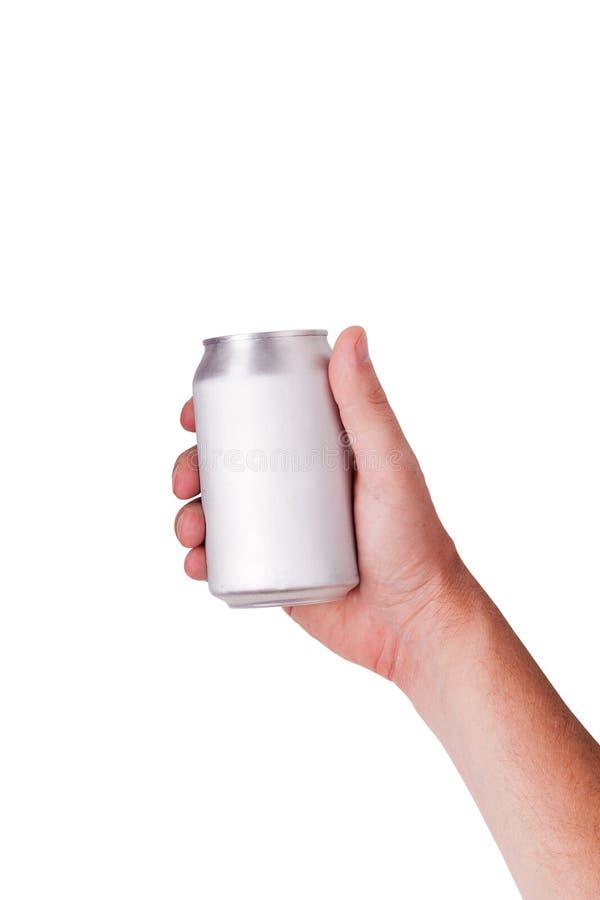 Can of Coke in Hand Isolated on White Stock Image - Image of open, soda ...