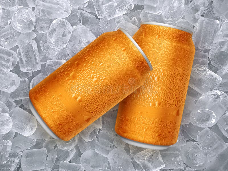 Can of Cold Beverage, Ice Cubea of Juicy. Summer Refreshing Drink Stock ...