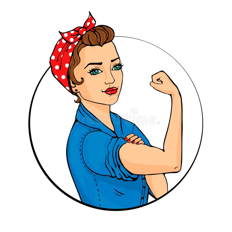 We Can Do It Pop Art Strong Girl In A Circle Stock Vector
