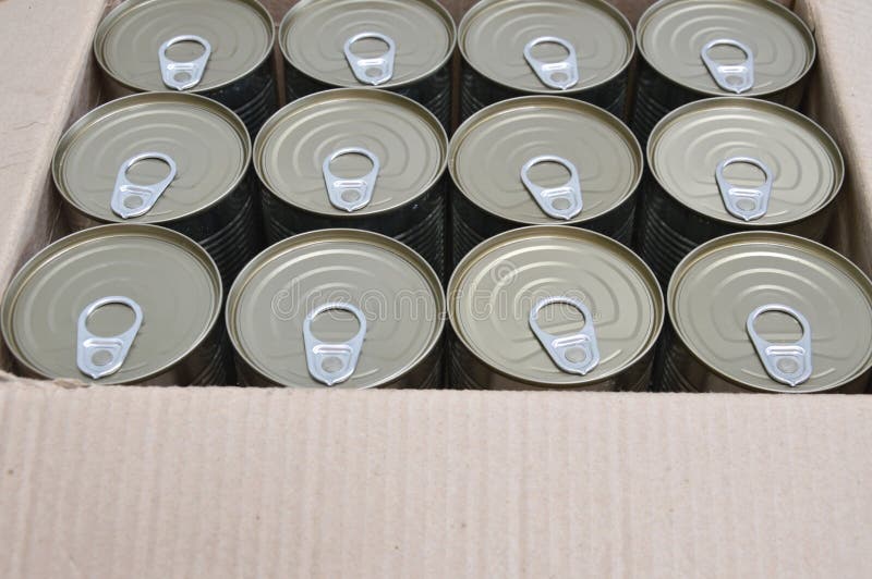 Can Food in the Paper Box Packing Stock Image - Image of opener ...