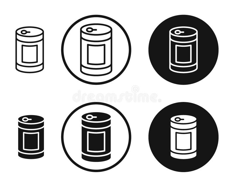 Can Food Vector Icon Set in Black and White Outlines Stock Vector ...