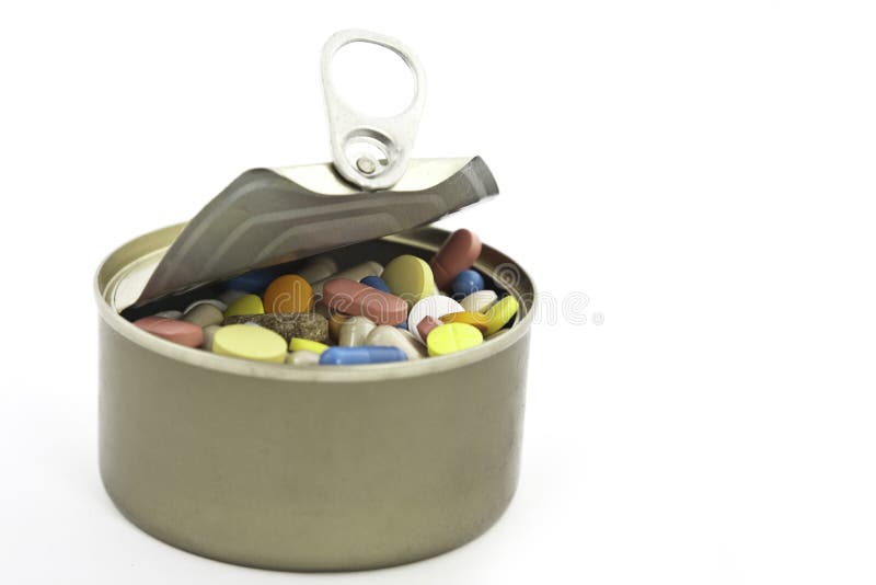 Can full with pill stock image. Image of healthcare, pill - 17925619