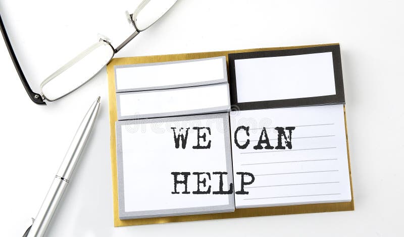 We CAN HELP Text on the Sticky Notes with Glasses and Pen, Business ...