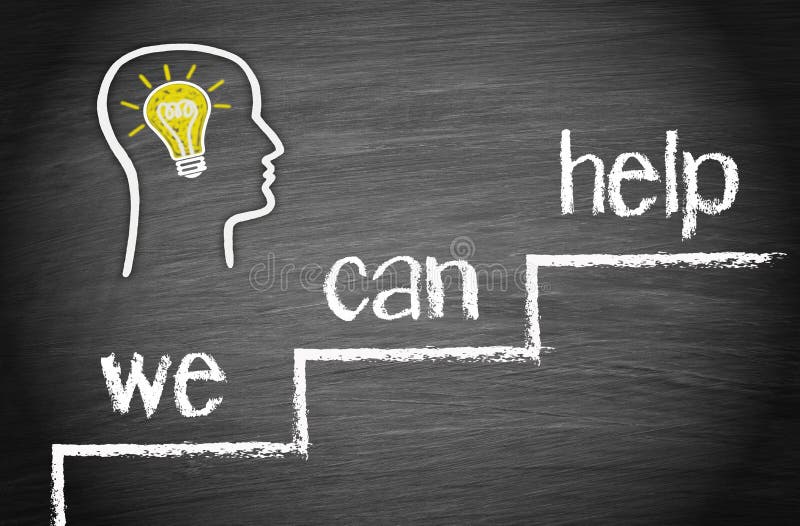 We can help ! stock image. Image of white, blackboard - 47667449